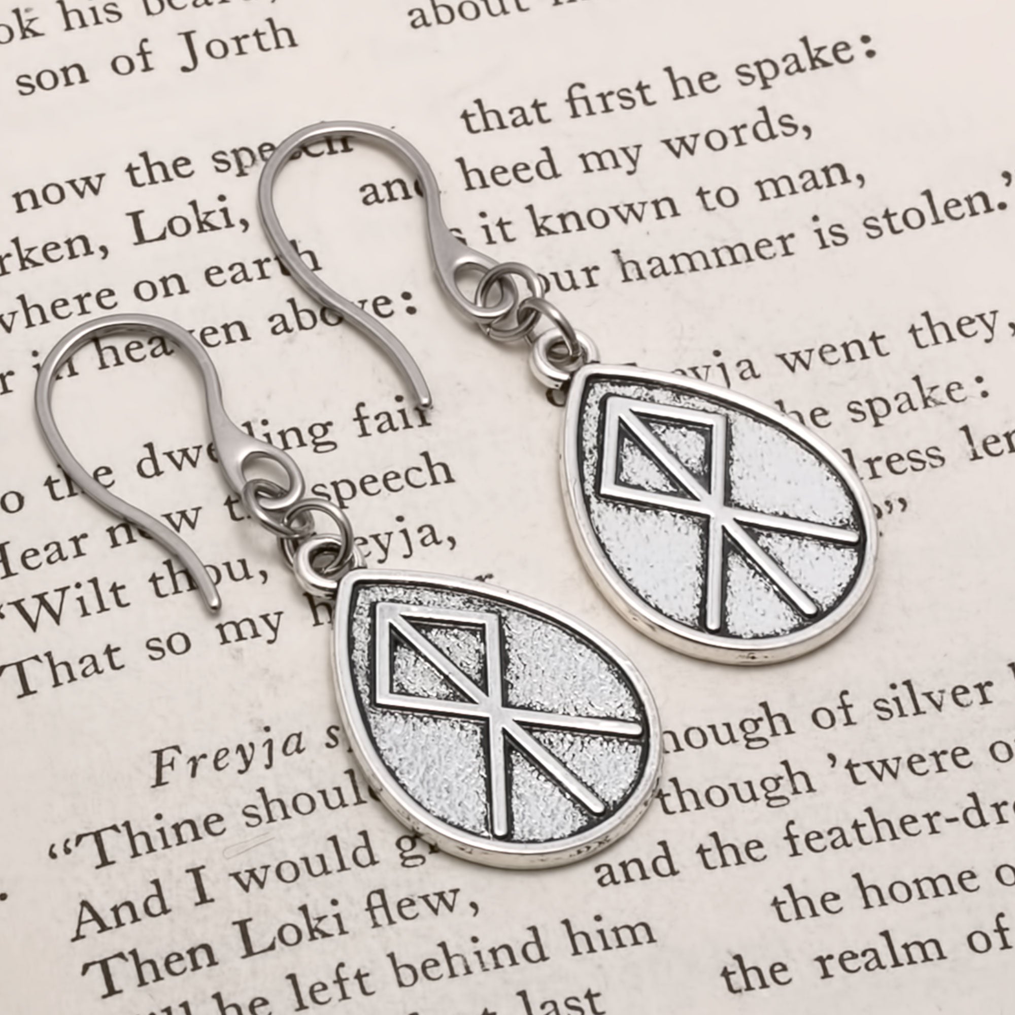 Viking Elder Futhark Rune Bind Othala Isaz Earrings Norse American Viking Viking Elder Futhark Rune Bind Othala Isaz Earrings Norse American Viking
