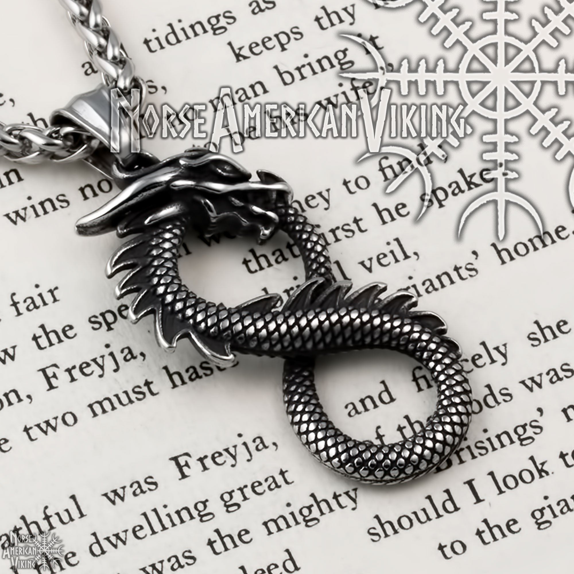Viking Midgard Serpent Infinity Stainless Steel Pendant Necklace ...