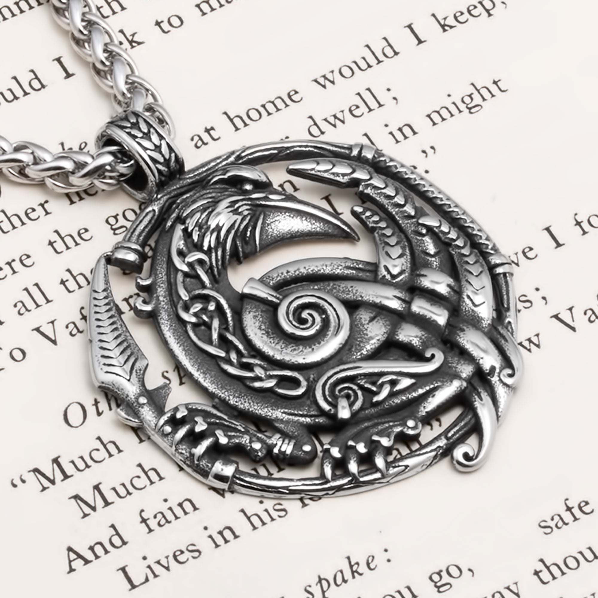 Viking Gungnir Raven Stainless Steel Pendant Necklace – Norse American ...
