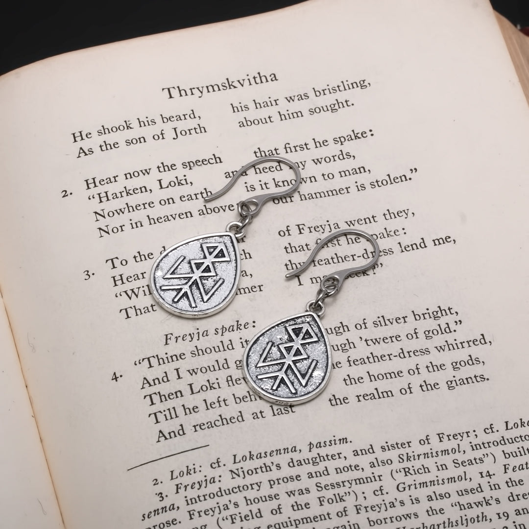 Viking Elder Futhark Rune Bind Algiz Othala Earrings Norse American viking-elder-futhark-rune-bind-algiz-othala-earrings-norse-american